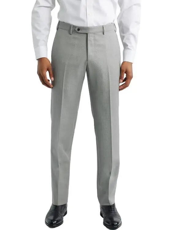 Zanella Parker Flat Front Wool Dress Pants - Light Grey