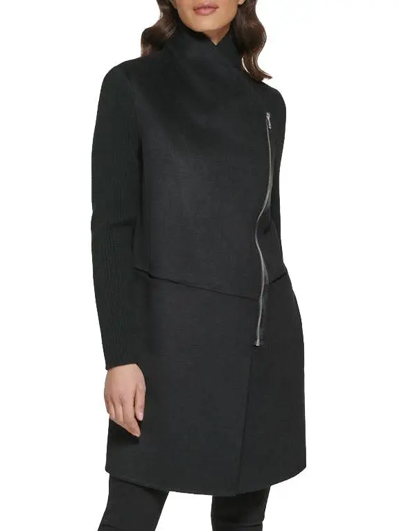 KENNETH COLE Double-face Wool-blend Coat - Black