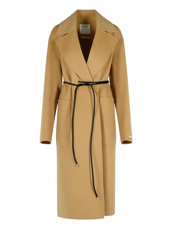 Sportmax Abate Camel Virgin Wool Robe Coat - Brown