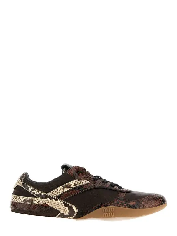 Miu Miu Lace Up Sneakers - Brown+tabacco