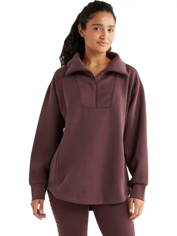 Zella Ultrasoft Half Zip Tunic - Burgundy Fudge