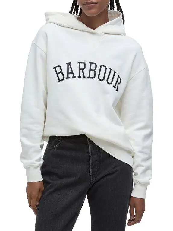 Barbour Northumberland Logo Embroidered Cotton Graphic Hoodie - Cloud Navy