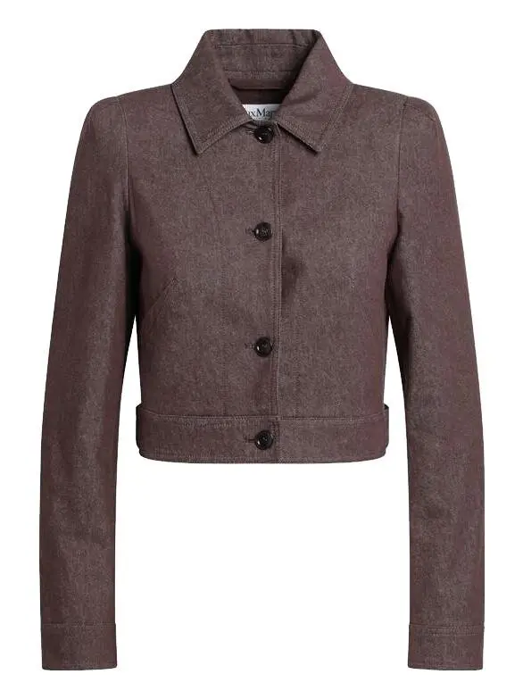 Max Mara Cropped Denim-effect Jacket - Brown