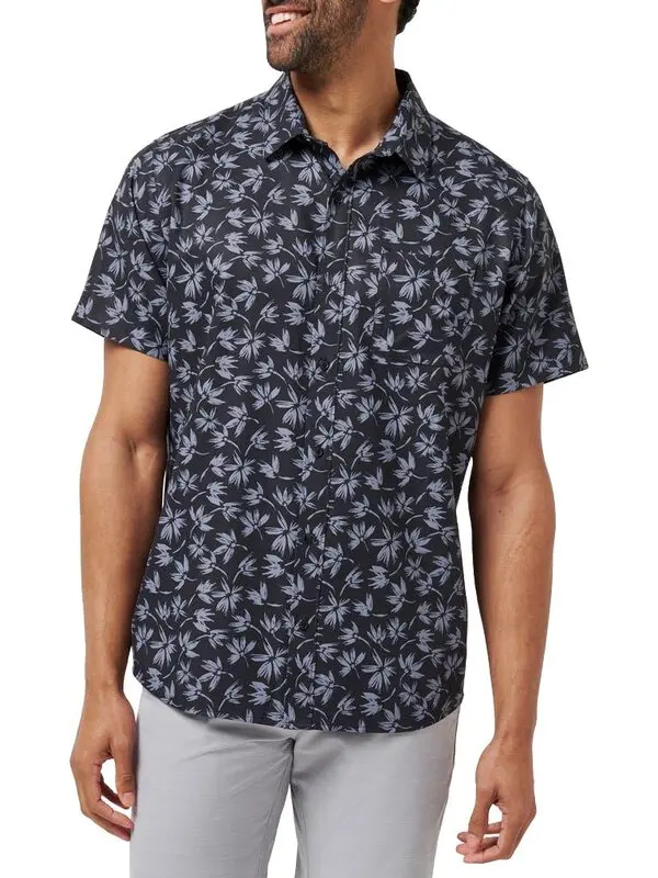 Travis Mathew Coastal Trip Short Sleeve Button-up Shirt - Black