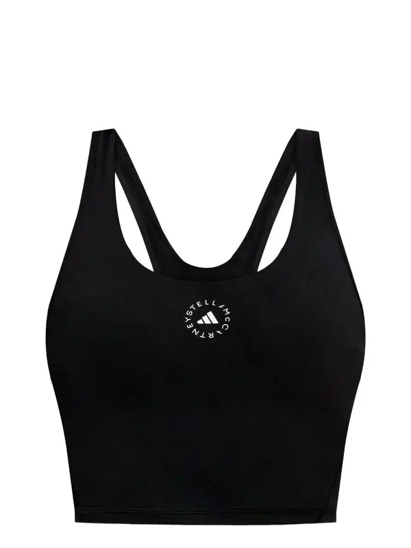Adidas By Stella McCartney Racer-back Logo-print Top - Black