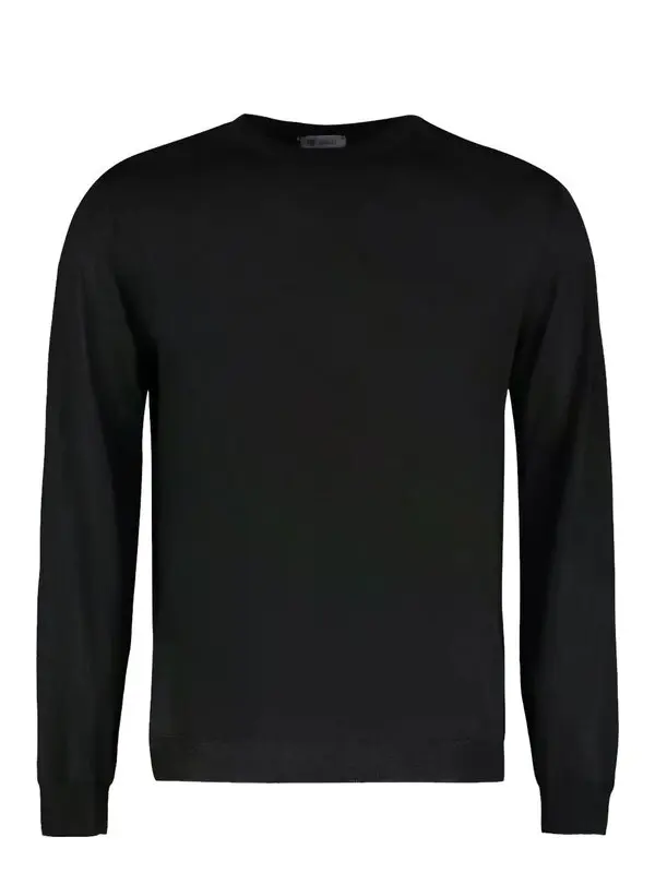 THE (ALPHABET) Crew-neck Fine Knit Sweater - Black