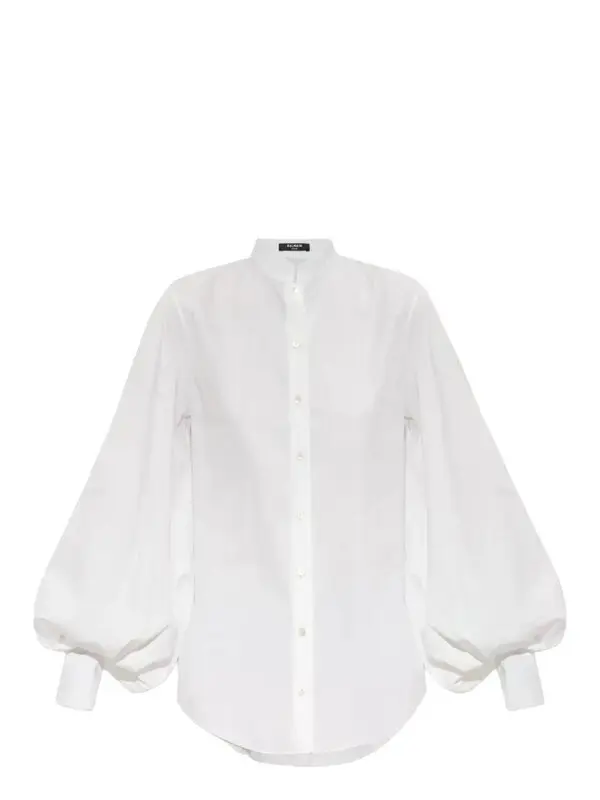 Balmain Balloon-sleeve Band-collar Shirt - White