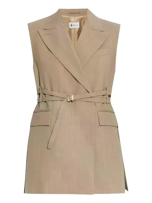 Sportmax Belted Wool Waistcoat - Neutrals