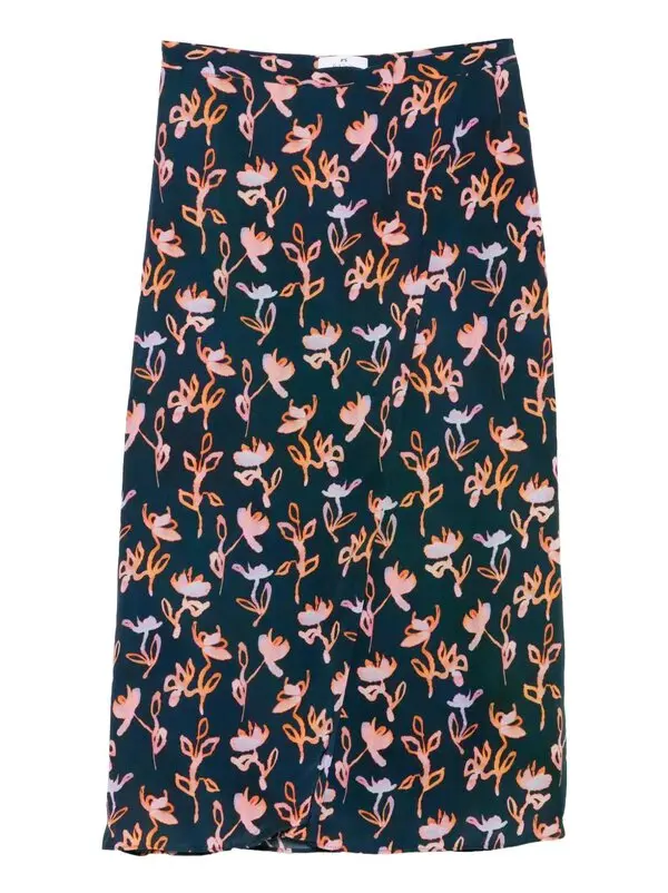 Paul Smith Floral-print Midi Skirt - Blue