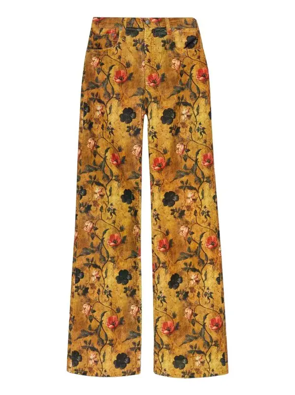 R13 Floral-print Straight-leg Jeans - Yellow
