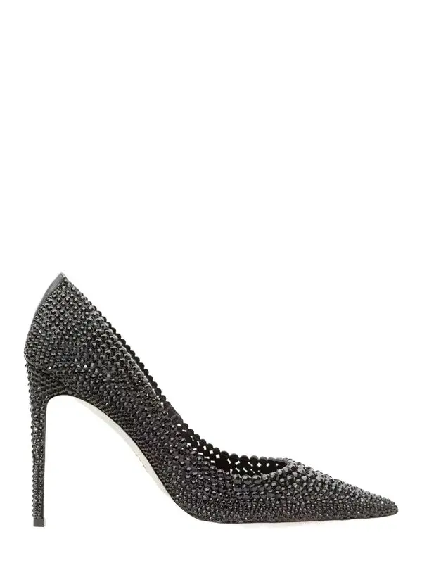 Rene Caovilla Crystal-embellished Pointed-toe Pumps - Black