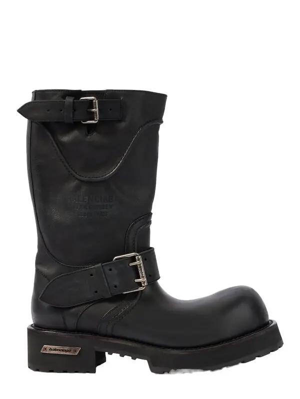 Balenciaga Venom Leather Biker Boots - Black