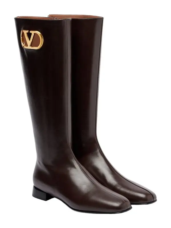 Valentino Garavani Vlogo Signature Leather Boots - Brown