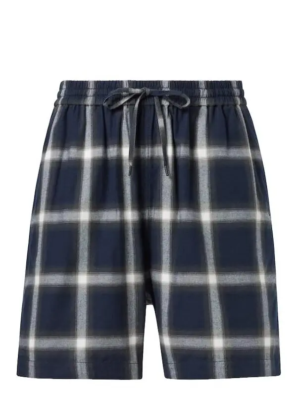 Acne Studios Checked Cotton Shorts - Blue