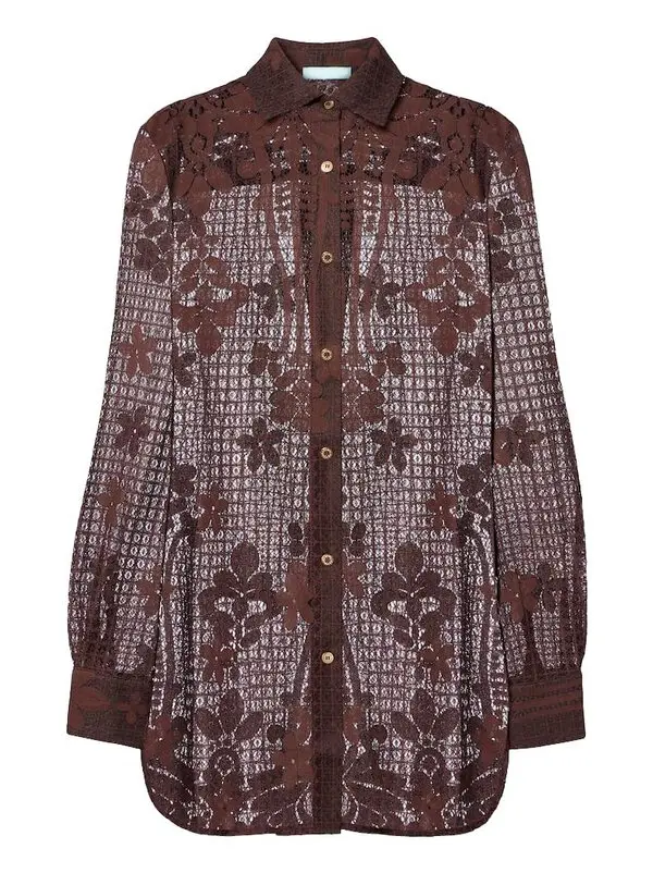 Melissa Odabash Daria Cotton-blend Lace Top - Brown