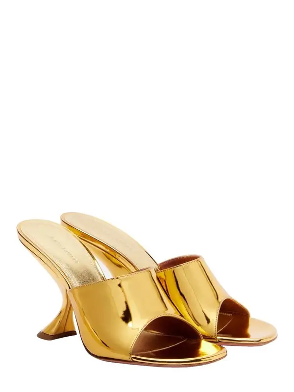 Amina Muaddi Taylor 90 Leather Mules - Gold