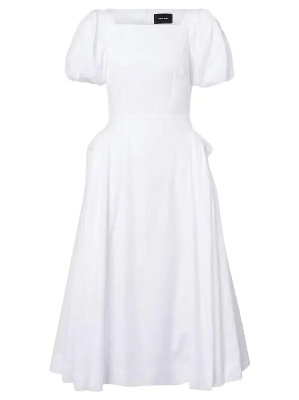 Simone Rocha Puff-sleeve Cotton Poplin Midi Dress - White