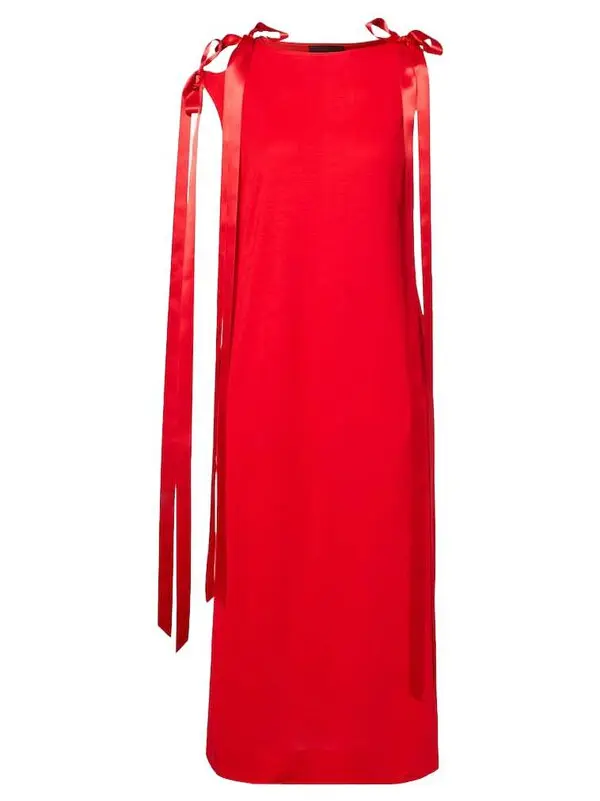 Simone Rocha Bow-detail Jersey Midi Dress - Red