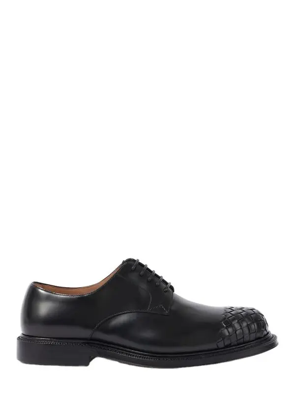 Bottega Veneta James Intrecciato Leather Derby Shoes - Black