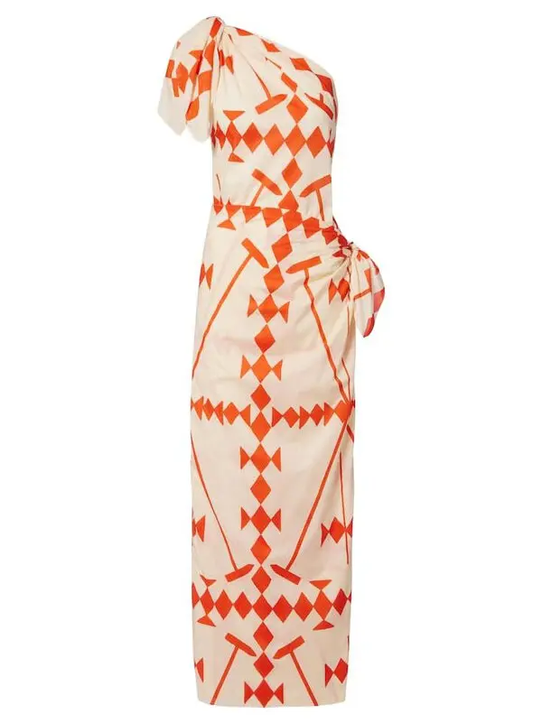 Johanna Ortiz Printed Cotton Poplin Midi Dress - White