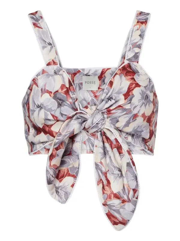 Posse Luna Floral Linen Crop Top - Multicoloured