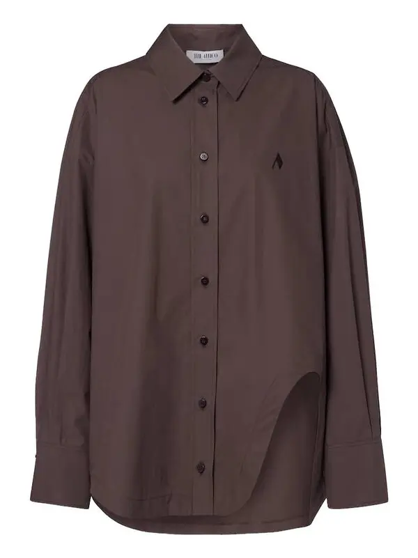 Attico Diana Oversized Cotton Poplin Shirt - Brown