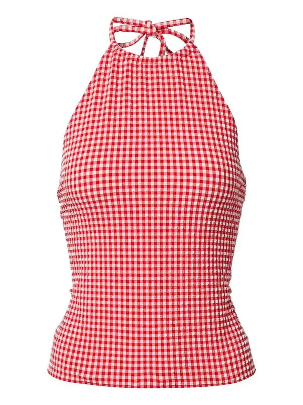 Hunza G Gingham Seersucker Top - Red