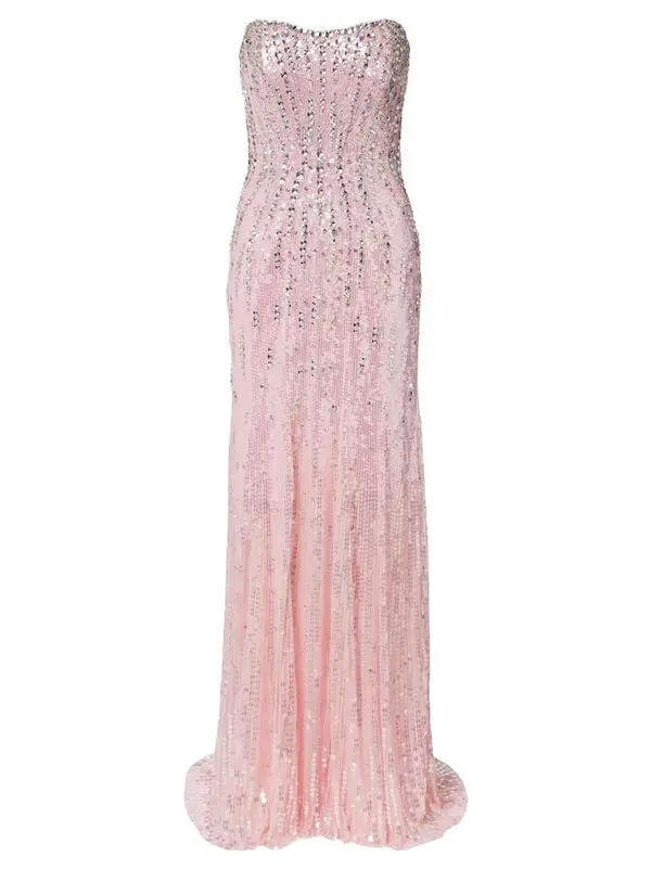 Jenny Packham Sarai Embellished Bustier Gown - Pink
