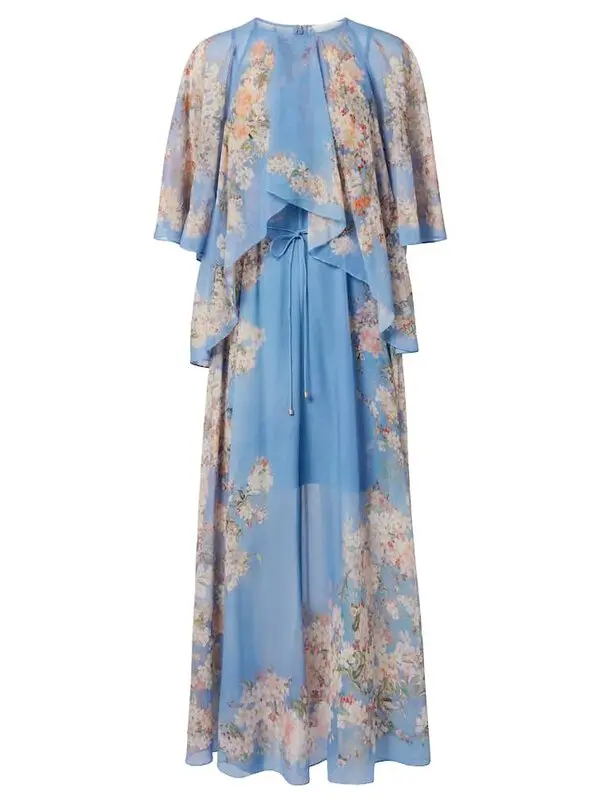 Zimmermann Cascadian Cotton And Silk Georgette Maxi Dress - Blue