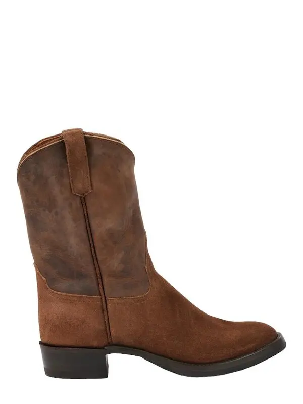 Ralph Lauren Suede And Leather Cowboy Boots - Brown