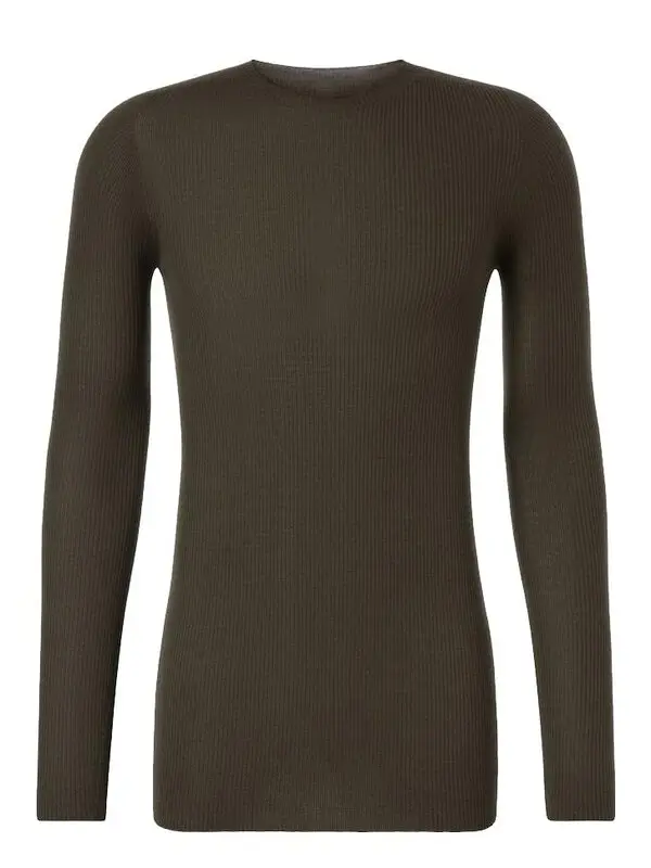 Rick Owens Ribbed-knit Virgin Wool Sweater - Green