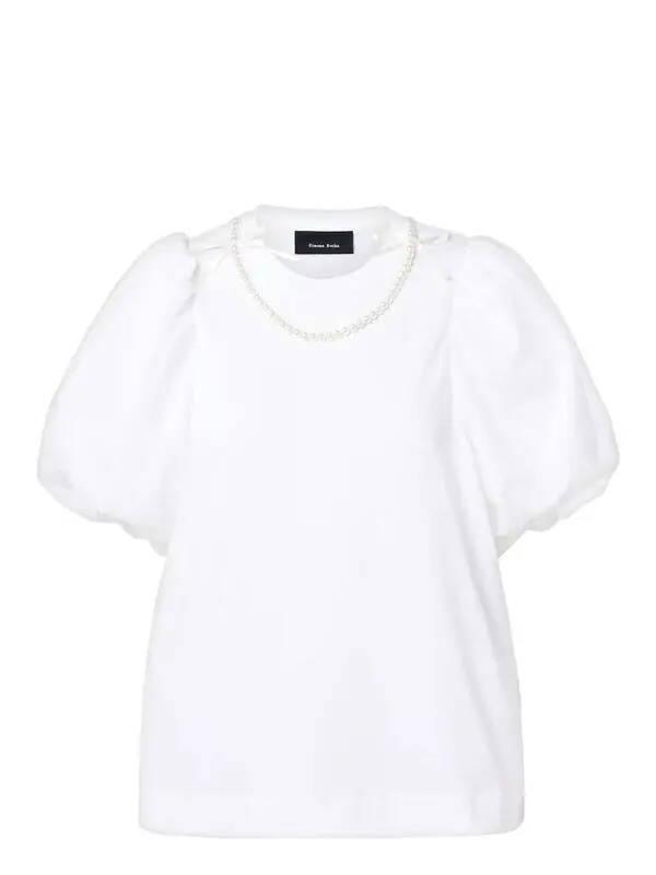 Simone Rocha Puff-sleeve Cotton Jersey T-shirt - White