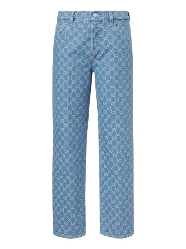 Gucci Gg Jacquard Straight Jeans - Blue