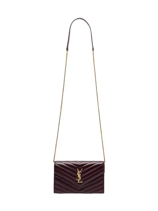 Saint Laurent Cassandre Envelope Wallet On Chain - Burgundy