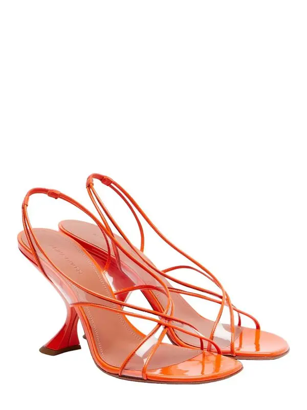 Amina Muaddi Lena 90 Pvc And Patent Leather Sandals - Orange