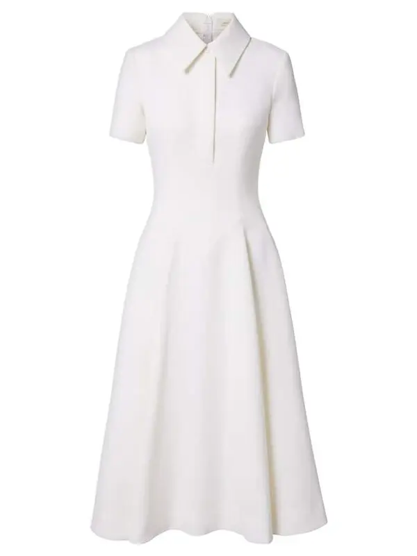 EMILIA WICKSTEAD Jody Pleated Wool Midi Dress - White