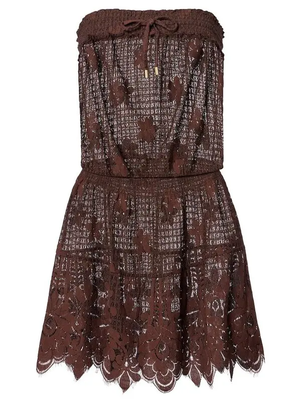 Melissa Odabash Isla Cotton-blend Lace Mini Dress - Brown
