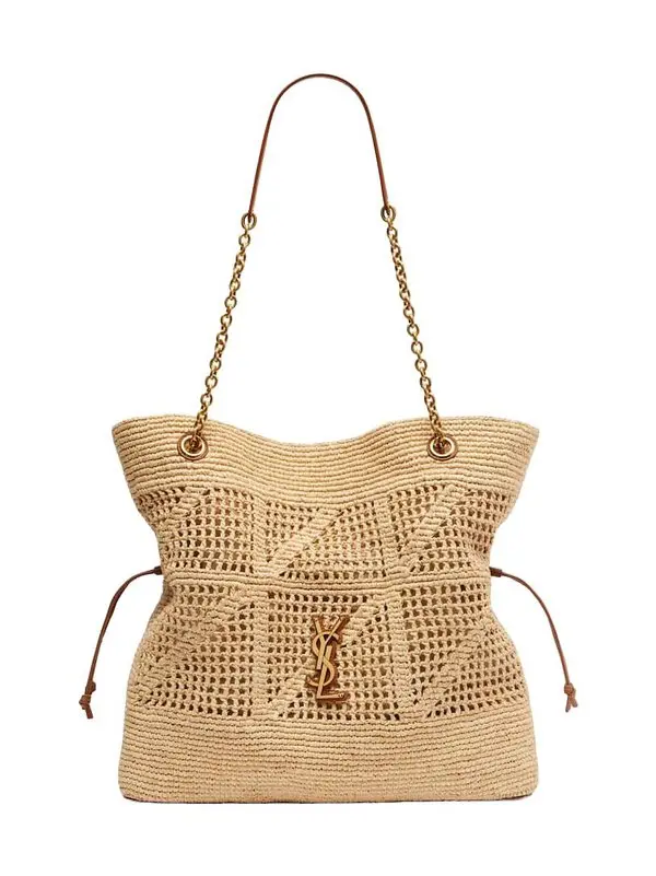 Saint Laurent Jamie Cassandre Raffia Tote Bag - Beige
