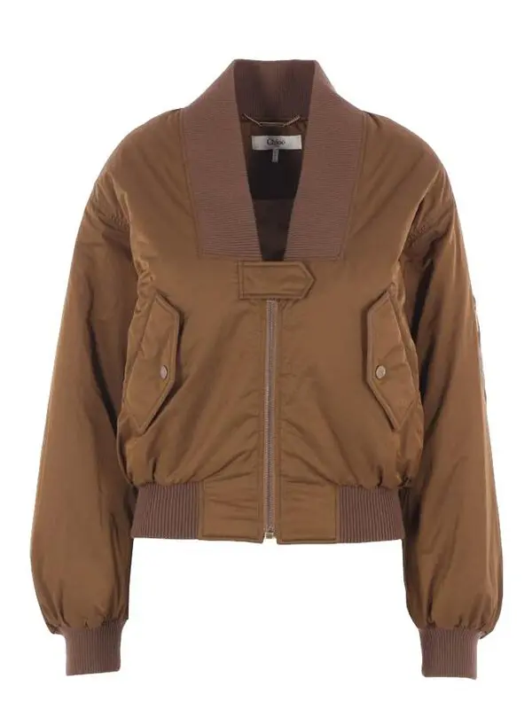 Chloé Padded Bomber Jacket - Authentic Brown