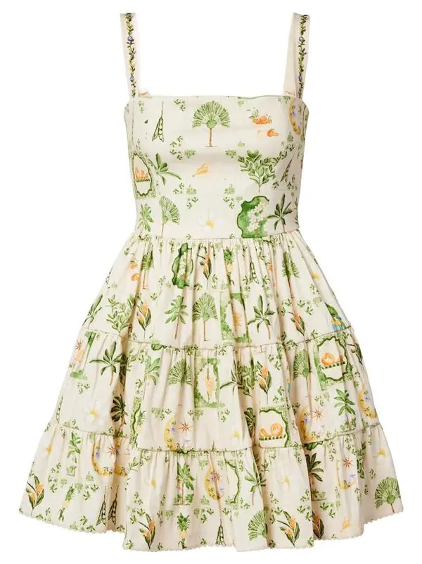 Agua Bendita Lima Floral Minidress - Beige