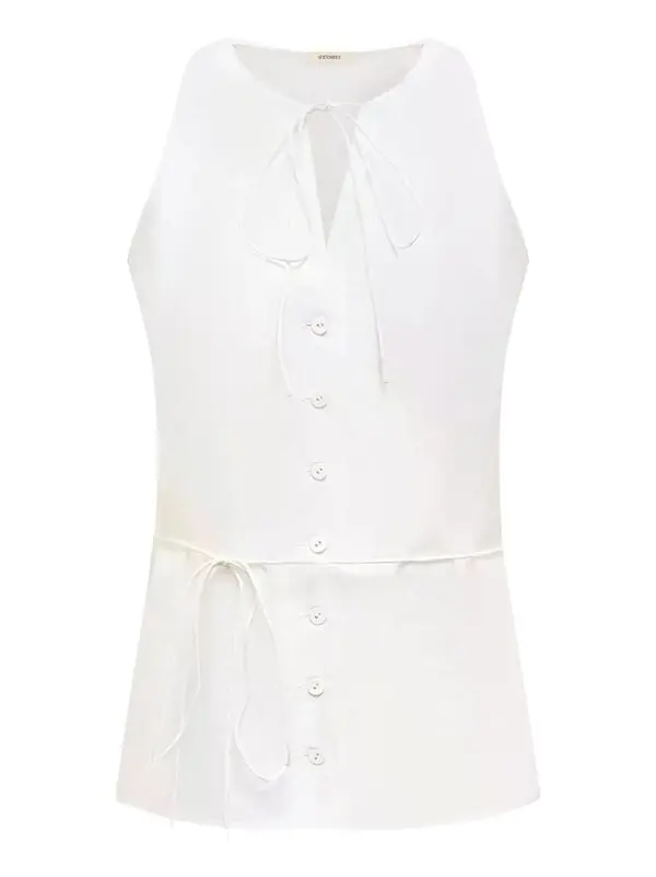 12 STOREEZ Button-up Belted Top - White
