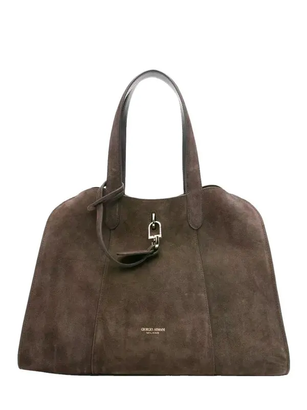 Giorgio Armani Suede Calfskin Tote - Brown