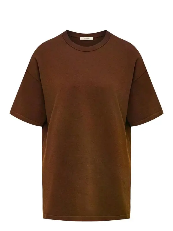 12 STOREEZ Round-neck Short-sleeve T-shirt - Brown