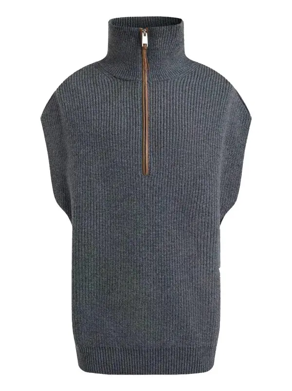 12 STOREEZ Ribbed Knit Vest - Grey