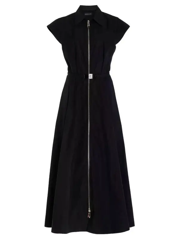 Brandon Maxwell Zip-up Belted A-line Dress - Black