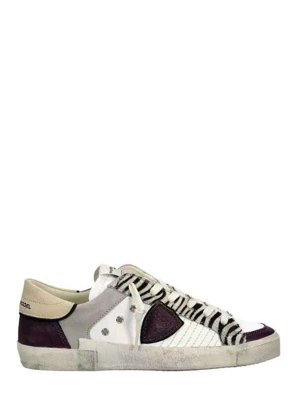 Philippe Model Zebra-stripe Panelled Sneakers - White
