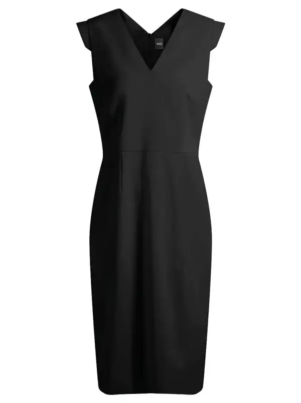 Hugo Boss V-neck Cap-sleeve Midi Dress - Black