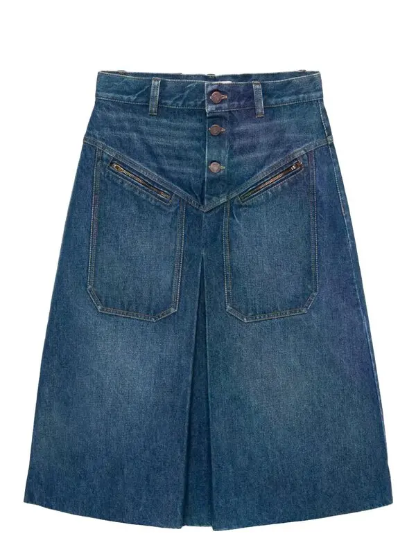 Chloé Denim Midi Skirt - Blue