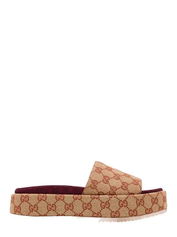 Gucci Gg Monogram Slide Sandal - Brown