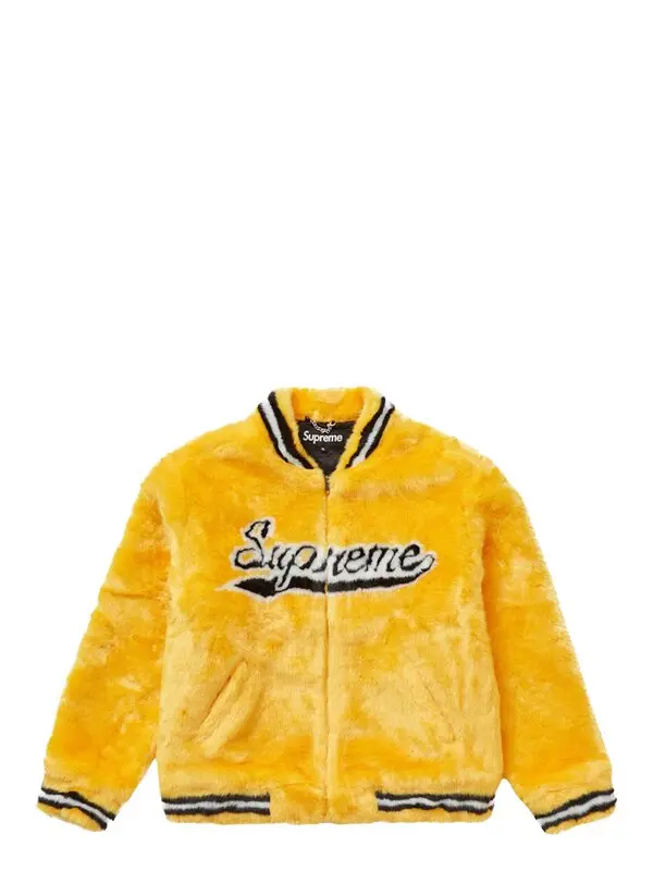 Supreme Faux Fur Varsity Jacket - Yellow